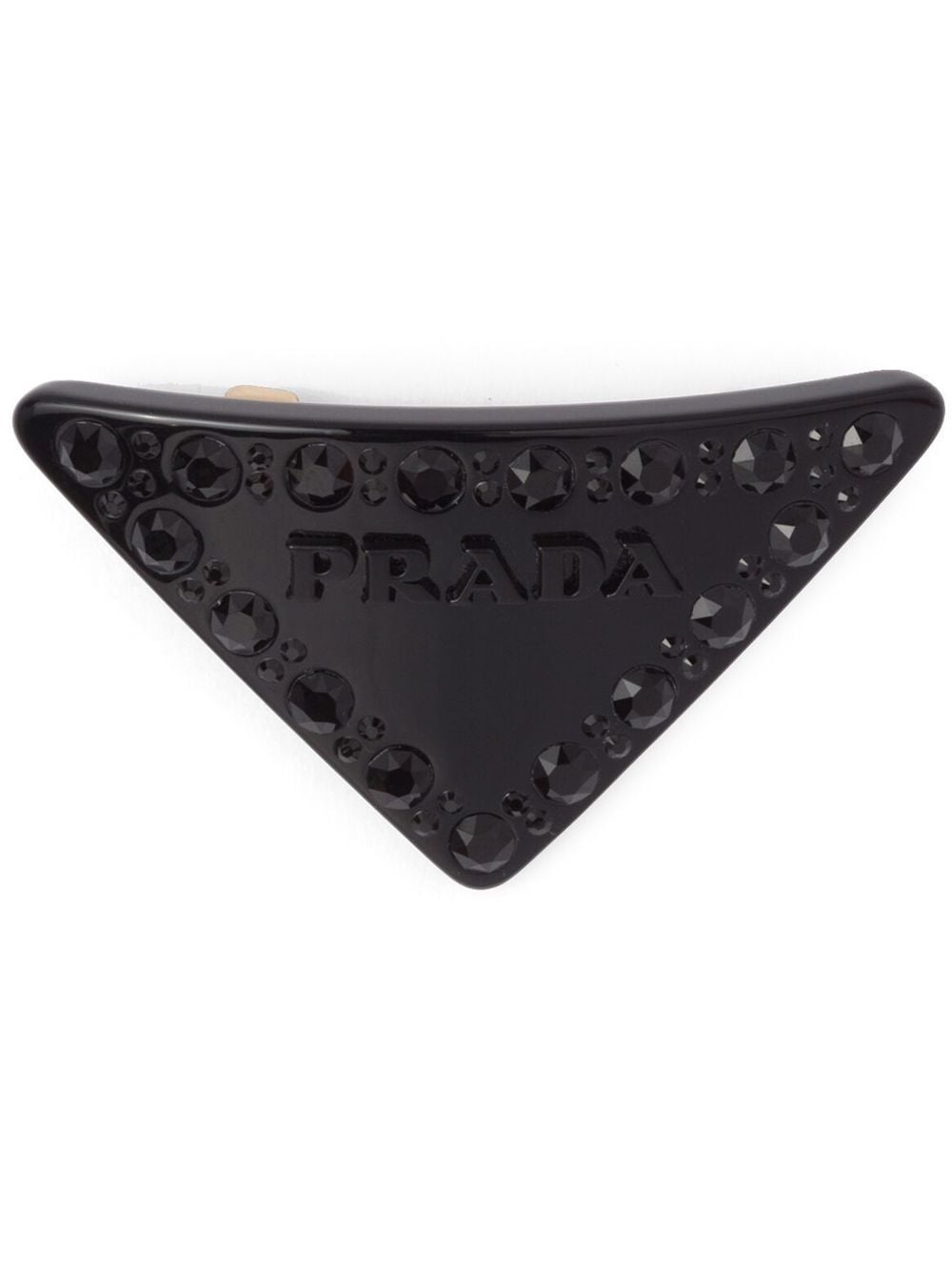 Prada Triangle-Logo Hair Clip - Black | Editorialist display picture 3
