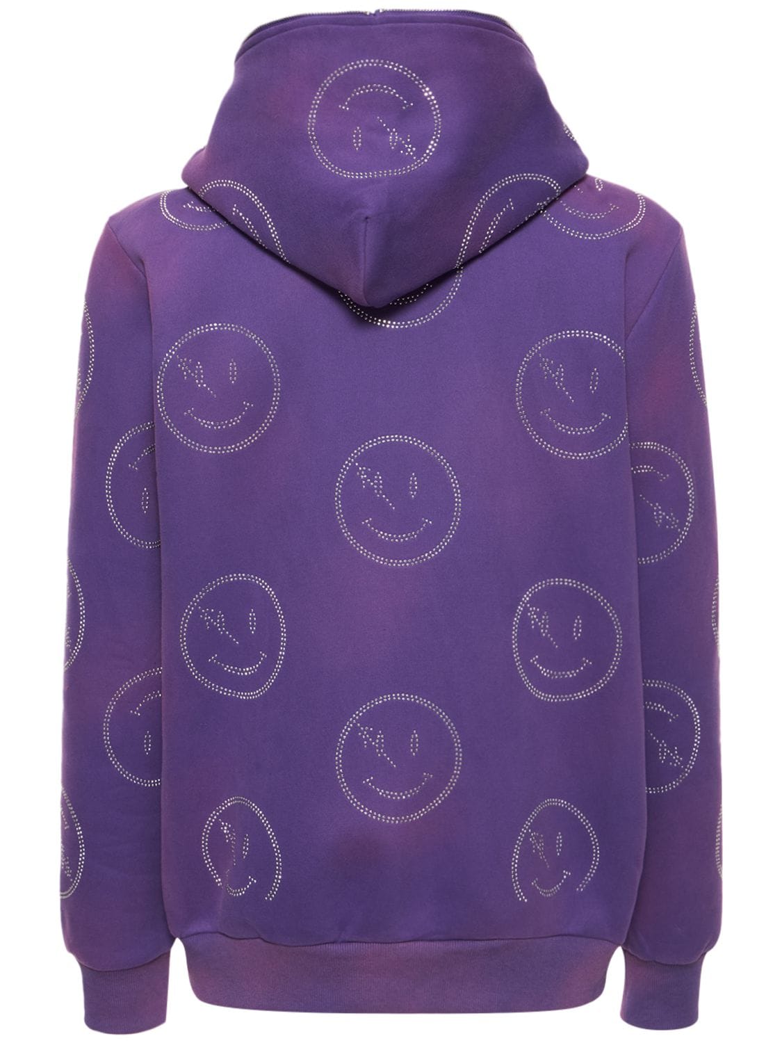 Retrovert All Over Rhinestone Smiley Hoodie In Purple 40% Off