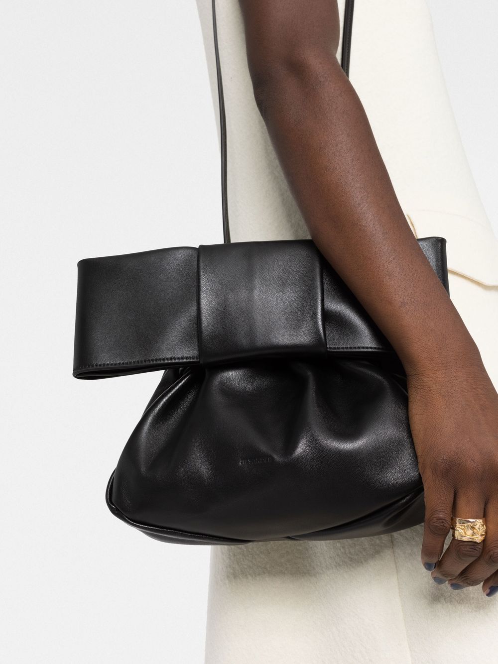 Jil Sander Bow-Detail Leather Crossbody Bag In Black - 29% Off