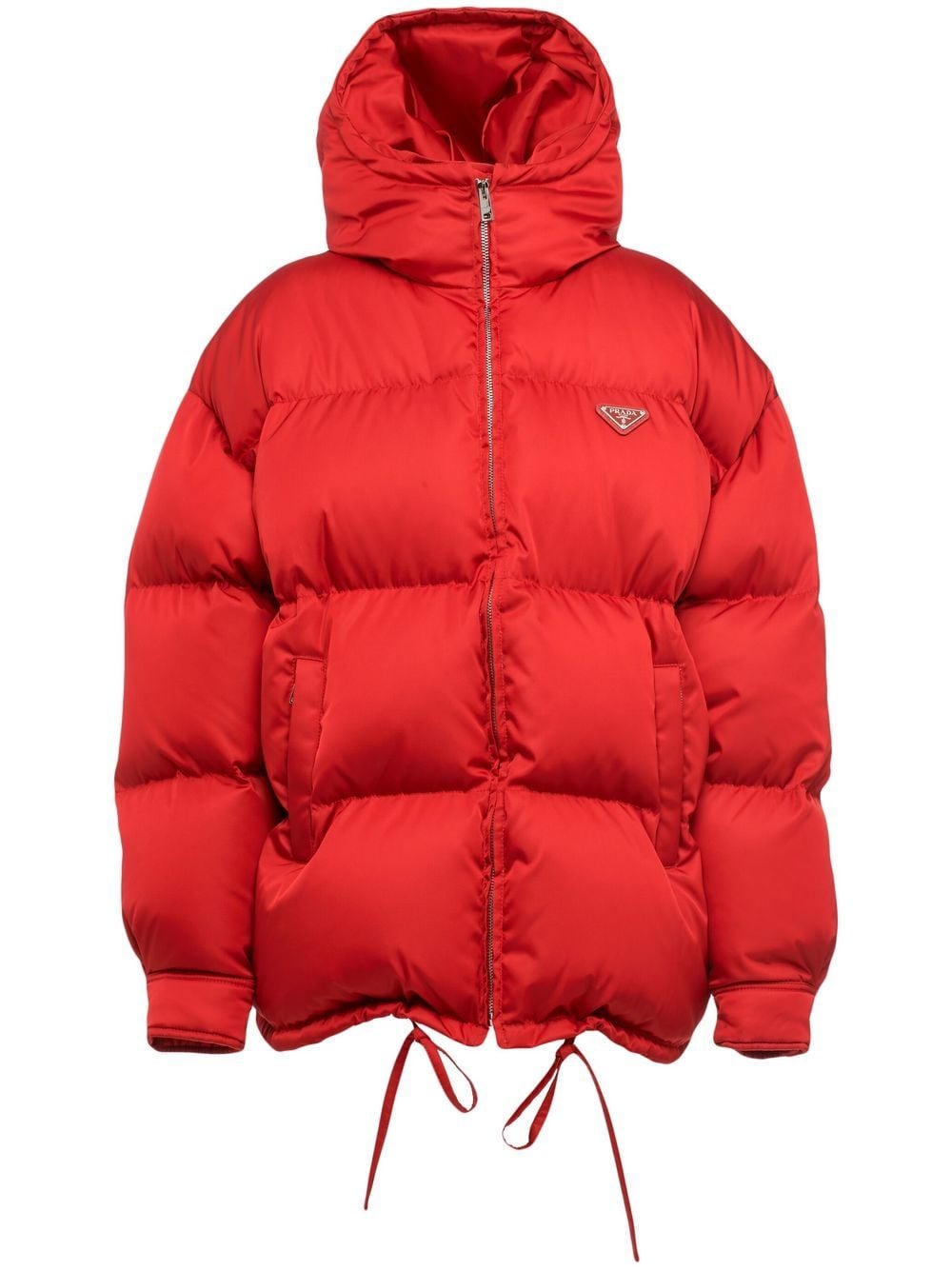 Prada Re-Nylon Hooded Padded Jacket - Red | Editorialist