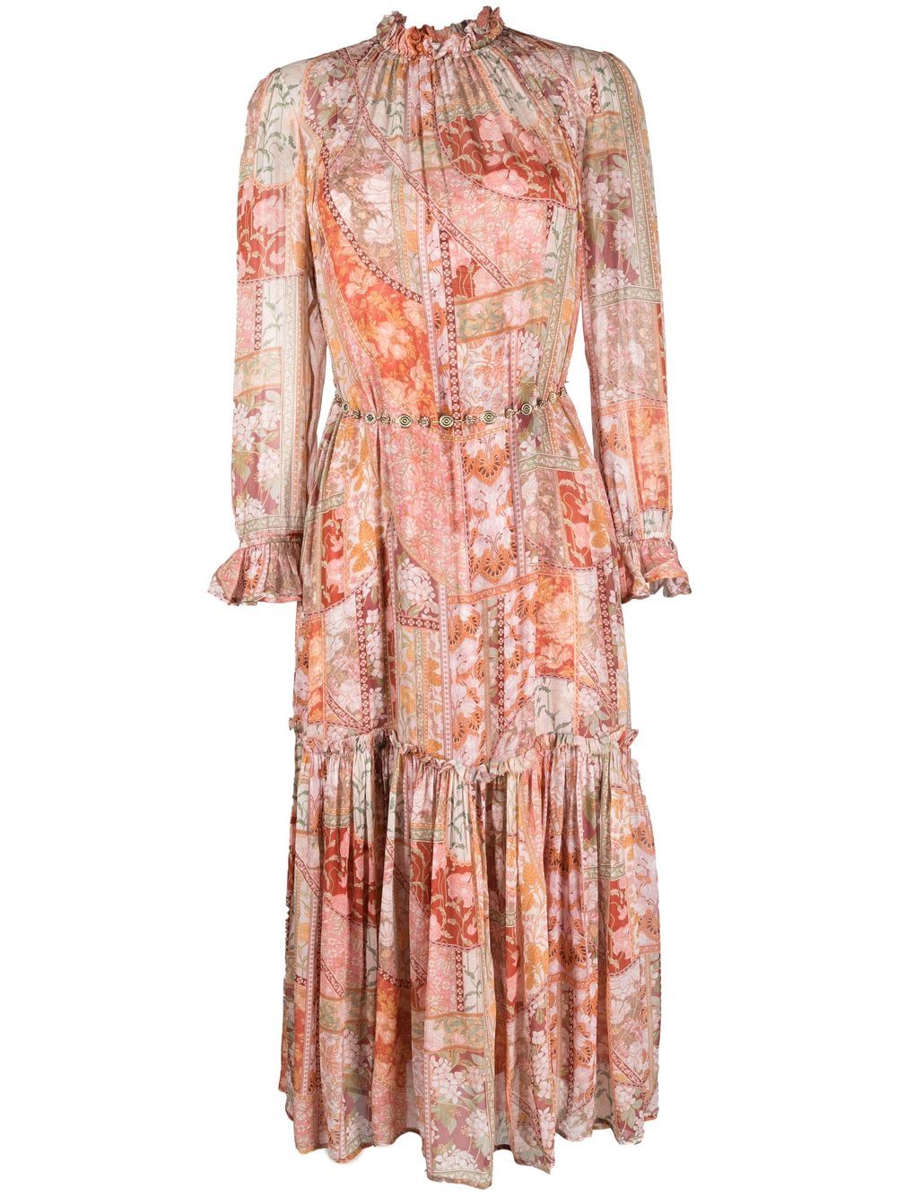 zimmermann kaleidoscope midi dress Zimmermann Kaleidoscope Floral-Print Midi Dress In Red - 66% Off