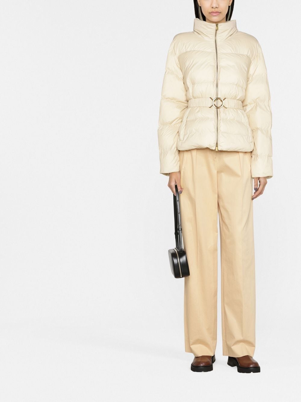 PINKO Logo Print Collar Puffer Jacket