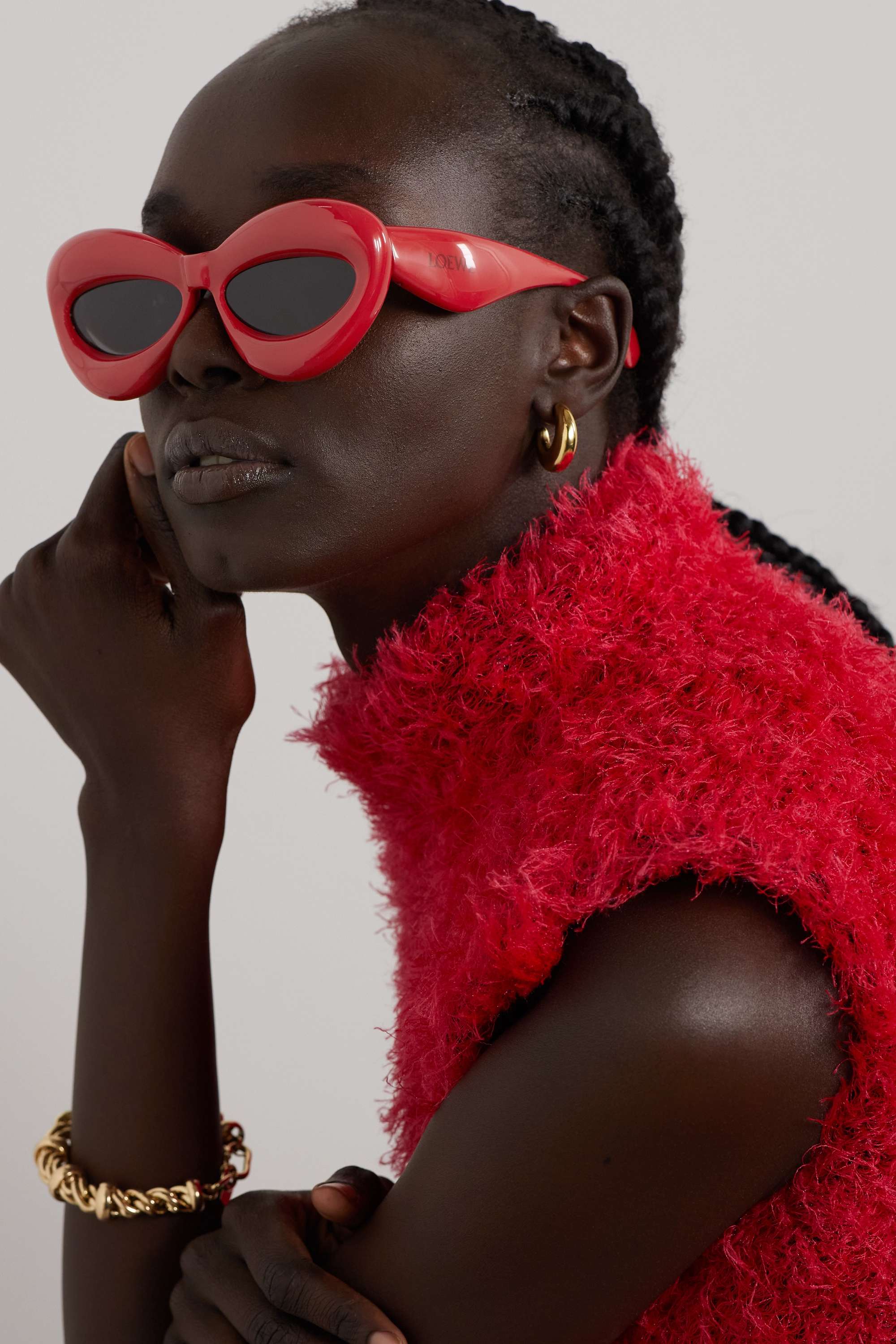Loewe Bold Red Inflated Cat-Eye Sunglasses LOEWE Inflated Rectangular Sunglasses | H. Lorenzo main image 3