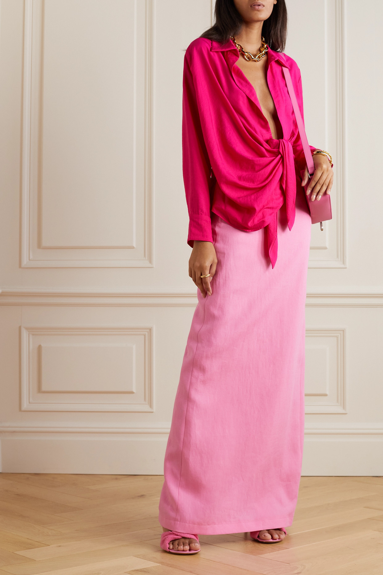 JACQUEMUS Jacquemus Bahia Knotted Draped Shirt