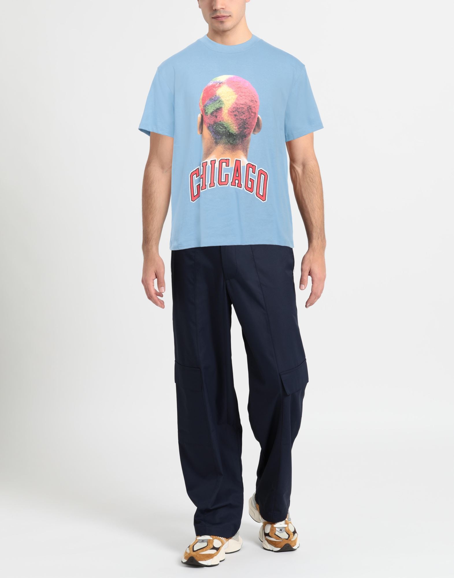 IH NOM UH NIT man t-shirt sky blue size s cotton, elastane
