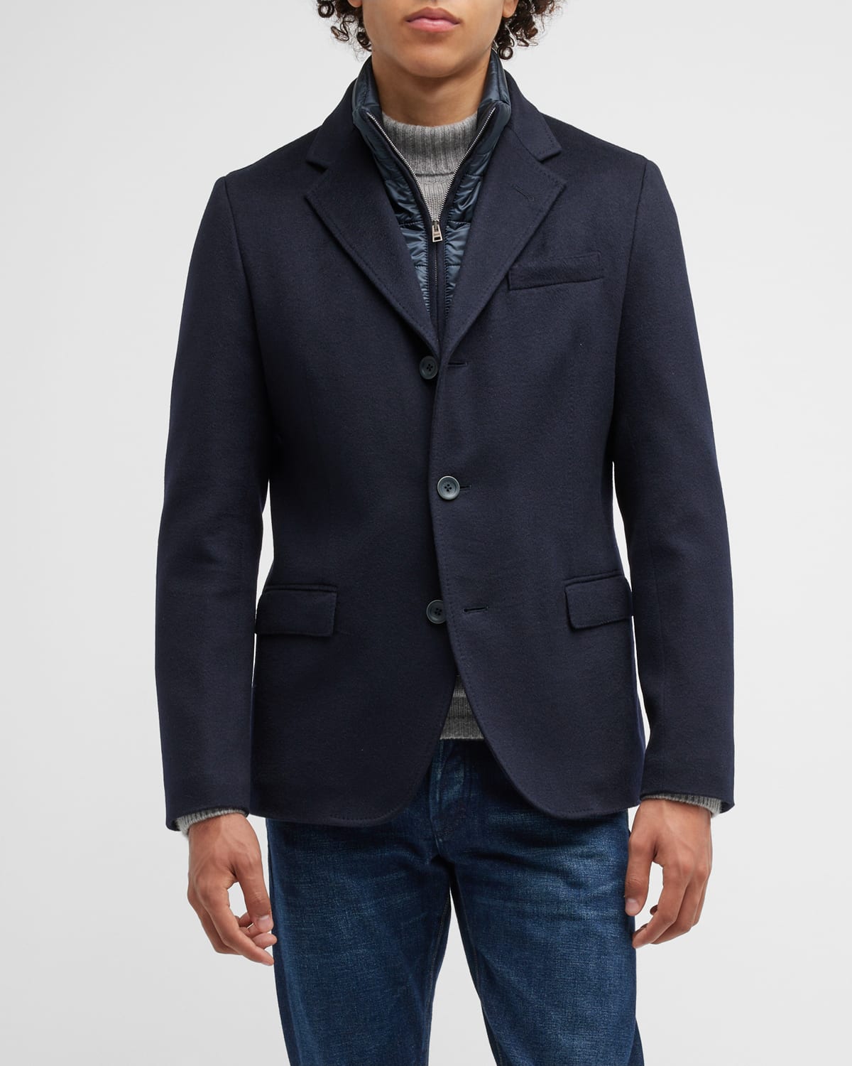 Herno Cashmere Blazer W/ Detachable Liner In Blue - 55% Off | Editorialist