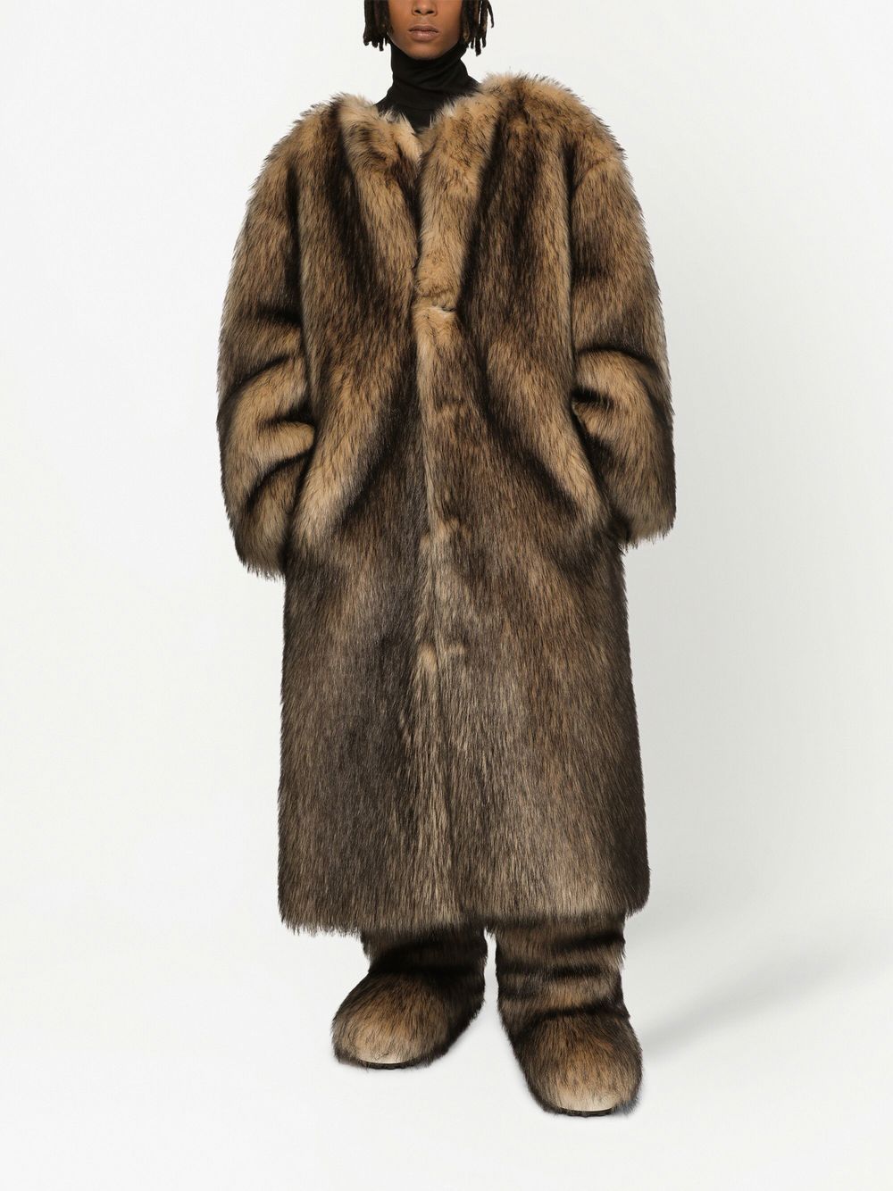 DOLCE & GABBANA Dolce & Gabbana Single-Breasted Faux-Fur Coat