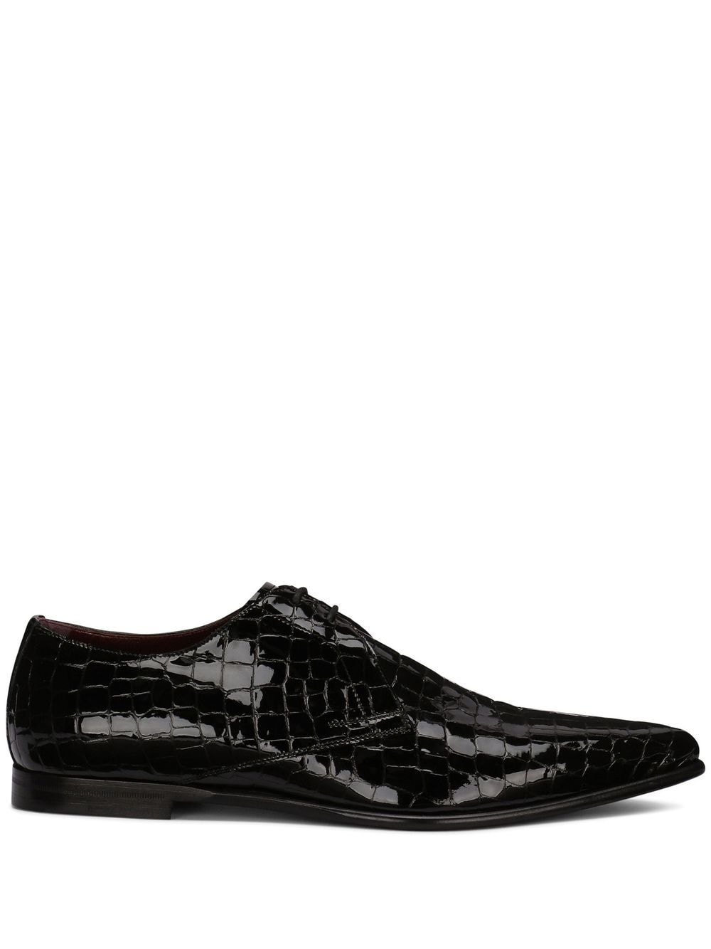 Dolce & Gabbana Crocodile-Embossed Derby Shoes In Black - 40  display picture 1