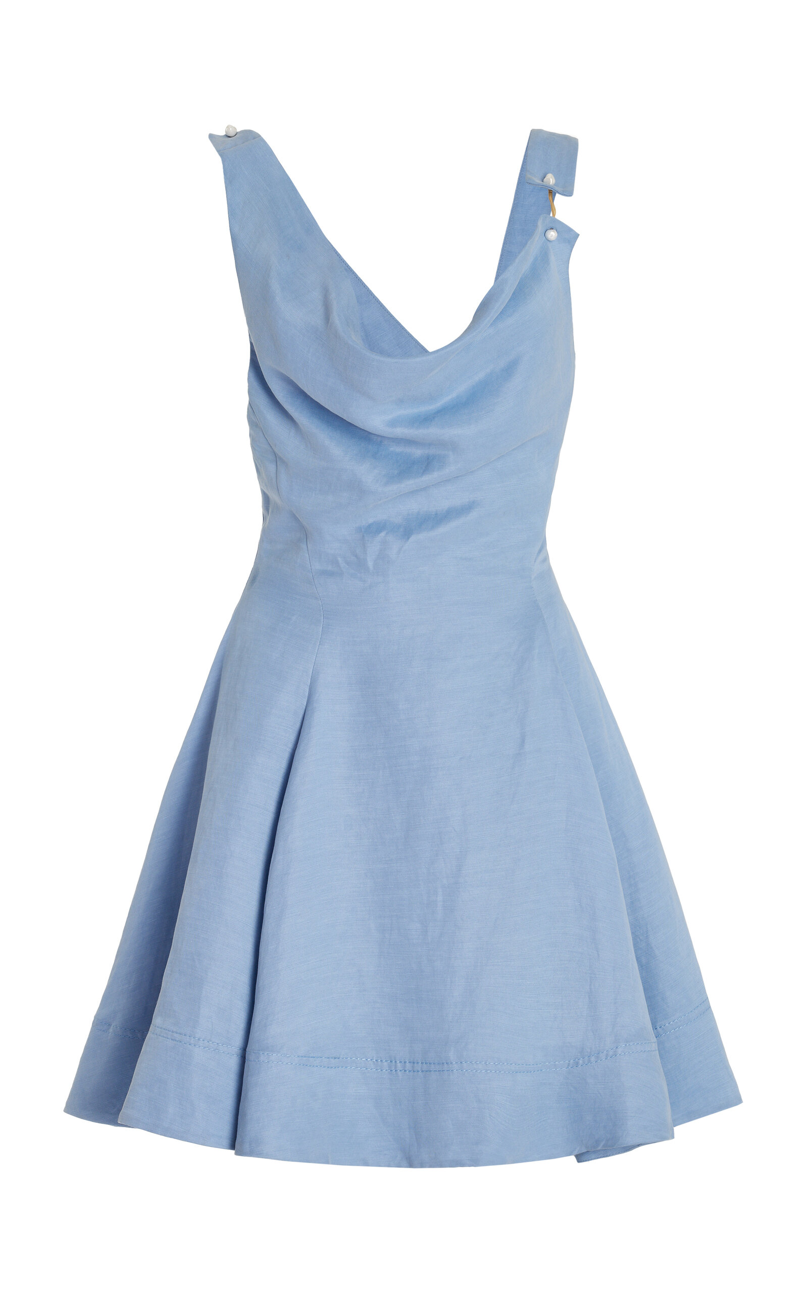Aje Liberty Asymmetric Linen-Blend Mini Dress Au 14 In Blue - 40% Off |  Editorialist