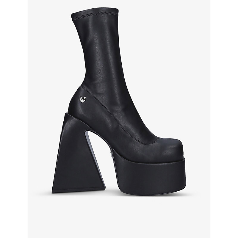 NAKED WOLFE JADE EU39 ネイキッドウルフ Naked Wolfe Jade Logo-Embossed Faux-Leather Ankle Boots - Black