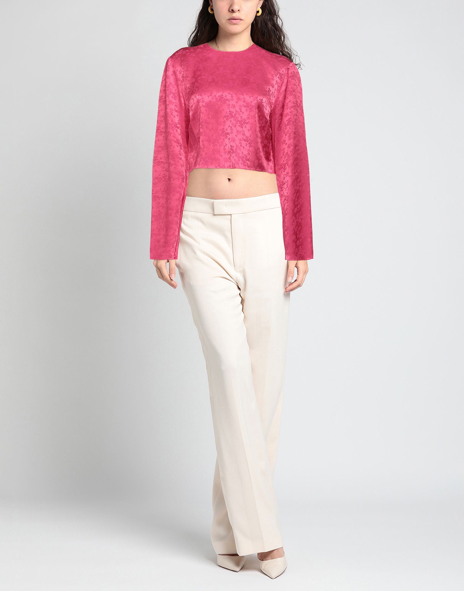ANDAMANE THE ANDAMANE Satin Jacquard Floral Top