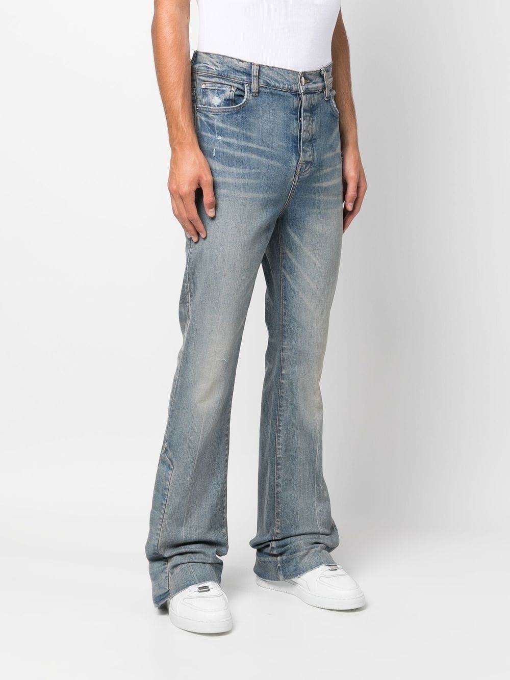 Amiri Stack Distressed-Effect Flared Jeans In Blue - 63% Off