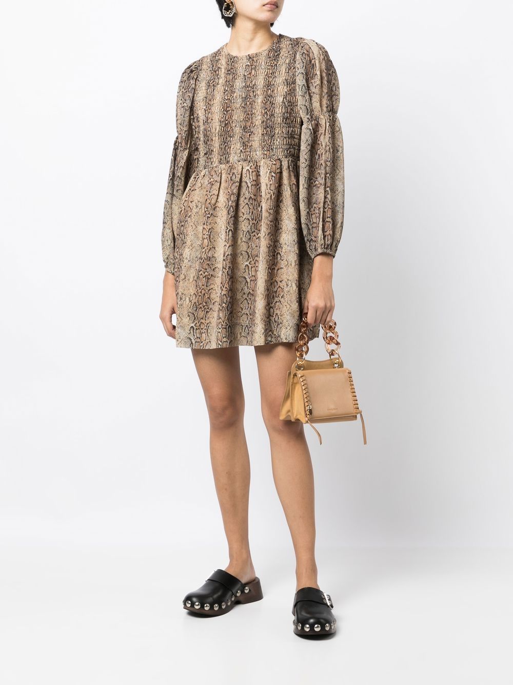 ganni printed crepe mini dress GANNI Organic Cotton Mini Dress