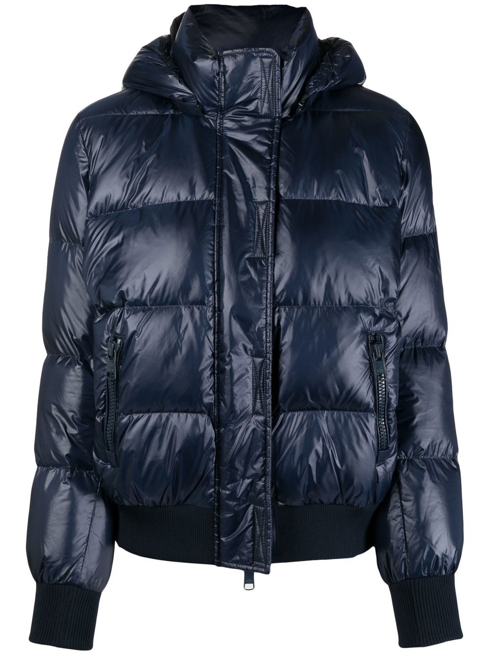 Armani Exchange Logo-Patch Puffer Jacket - Blue | Editorialist