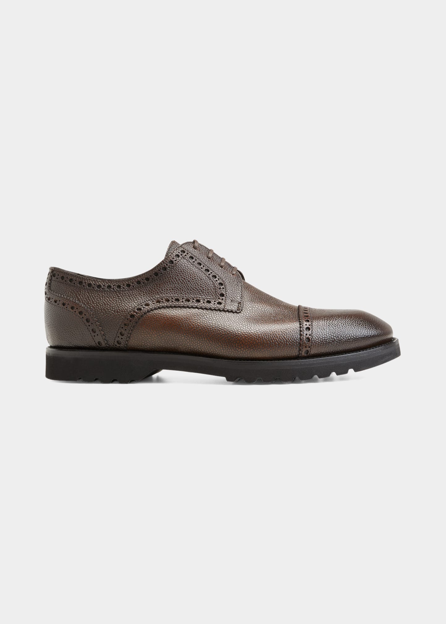 Tom Ford Kensington Brogue Leather Derby Shoes In Cigar - 50 