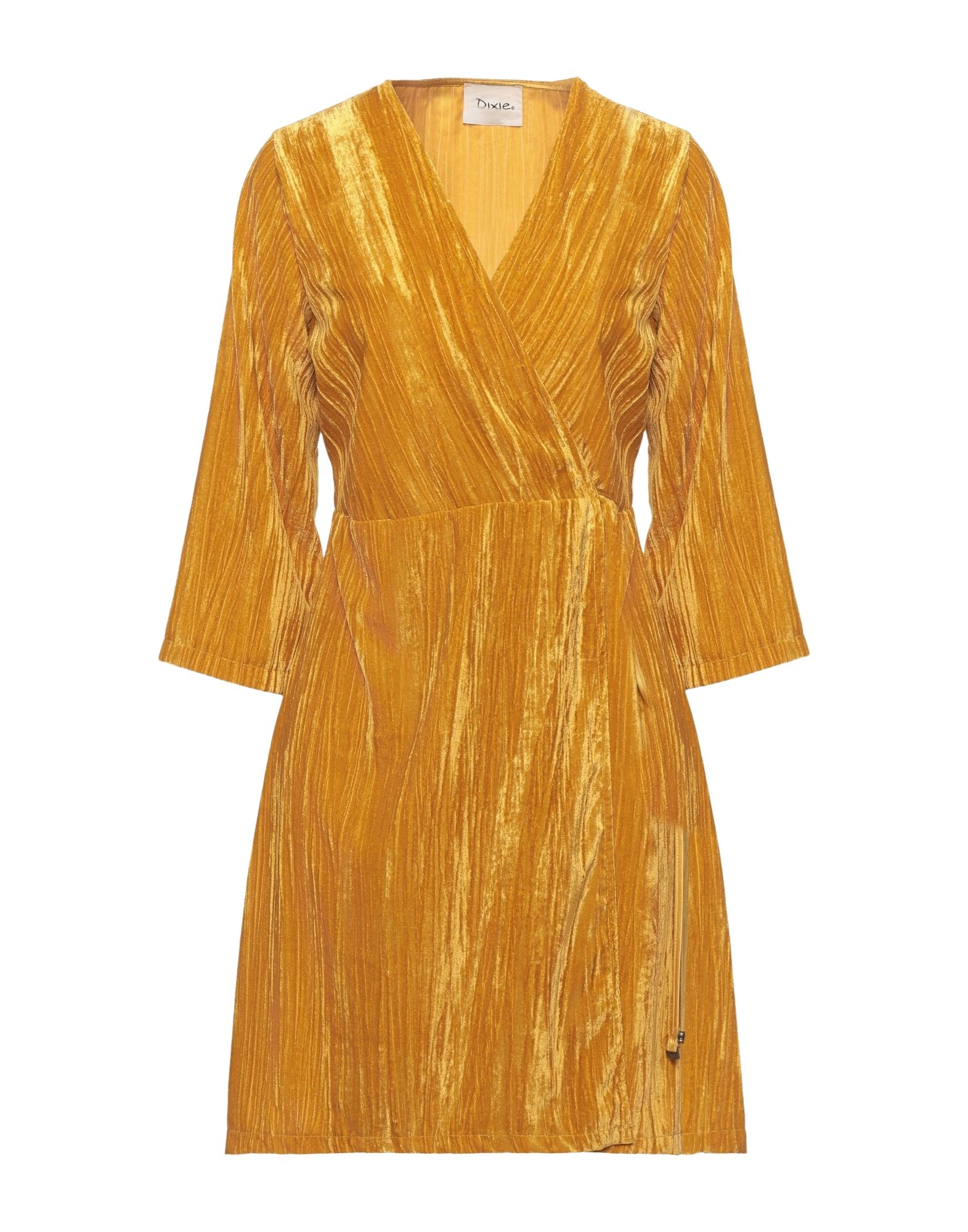 Dixie Mini Wrap Velvet Dress In Yellow - 60% Off | Editorialist