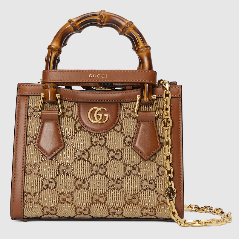 Gucci Gg Canvas Diana Crystal Mini Tote Bag - Beige | Editorialist