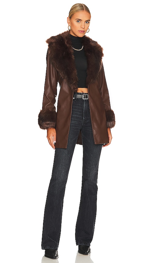 SHOW ME YOUR MUMU Faux Leather Jacket with Faux Fur Trim