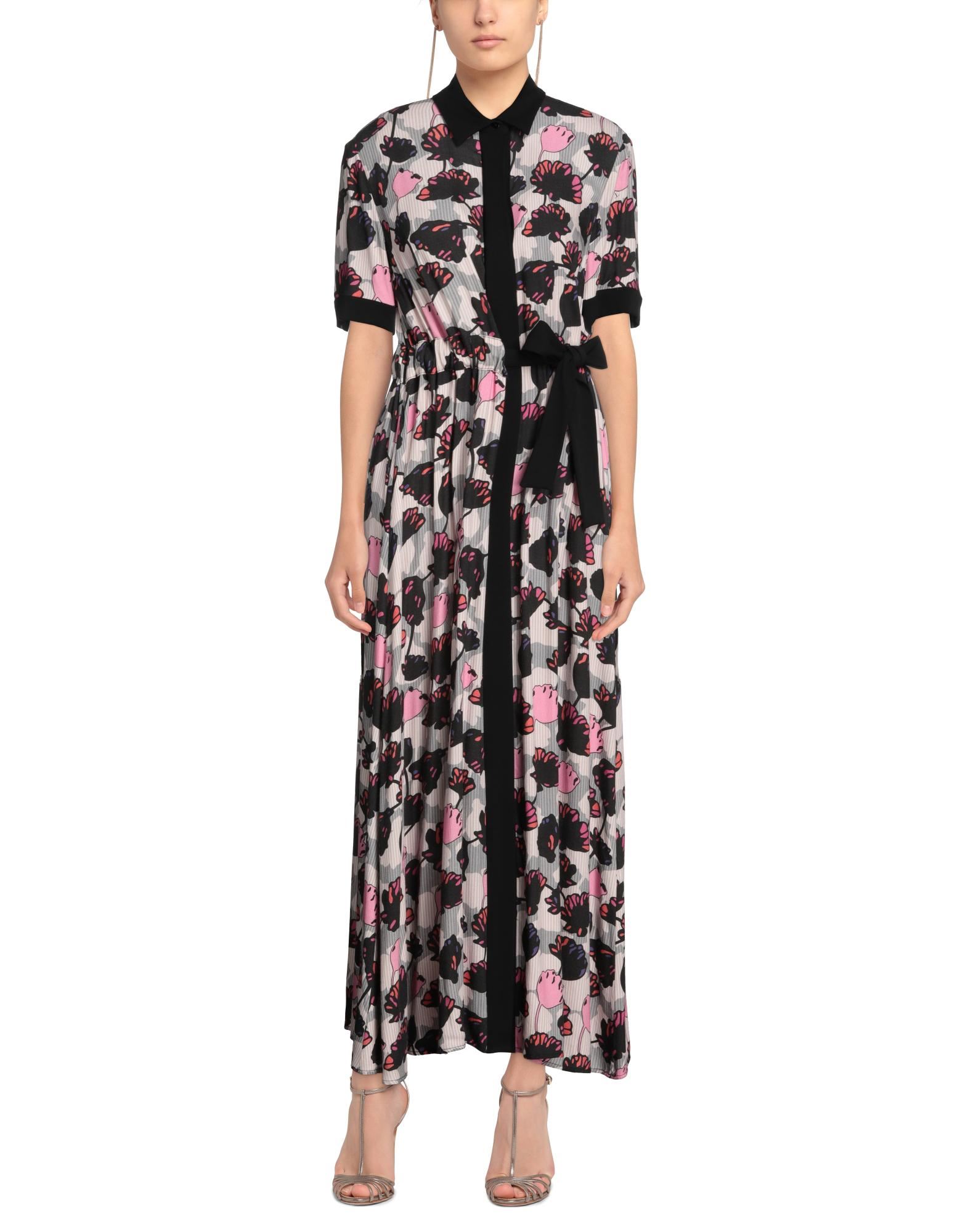 TRUSSARDI Striped Floral Print Maxi Shirt Dress