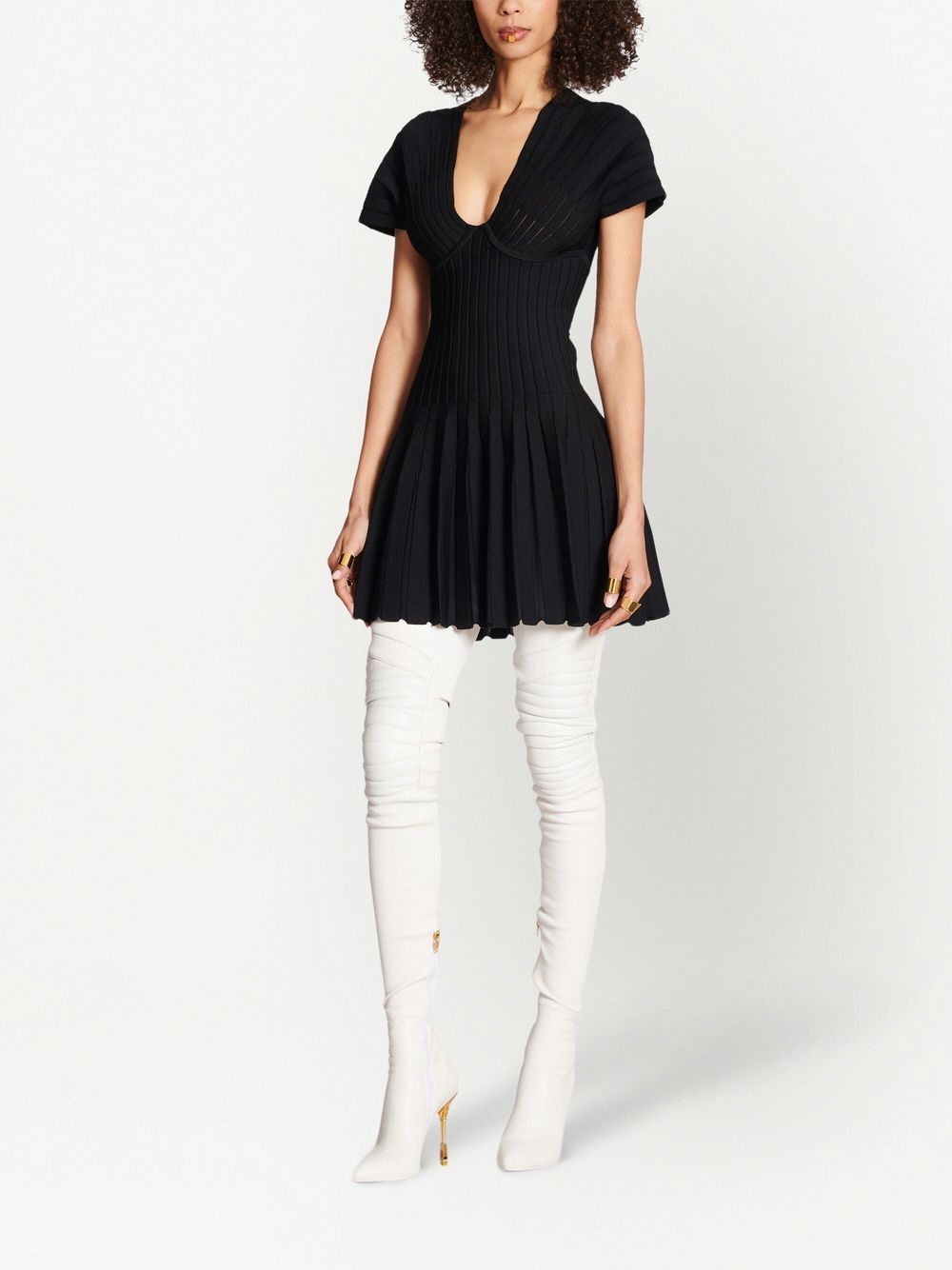 BALMAIN Balmain Pleated Mesh Mini Dress