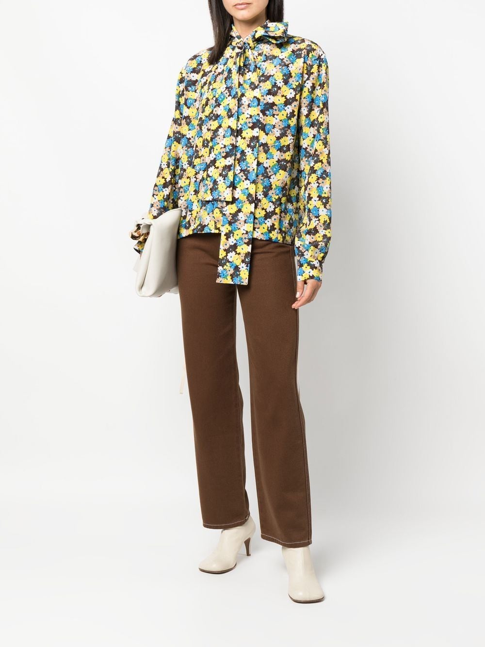 PLAN C Plan C Floral Print Silk Shirt