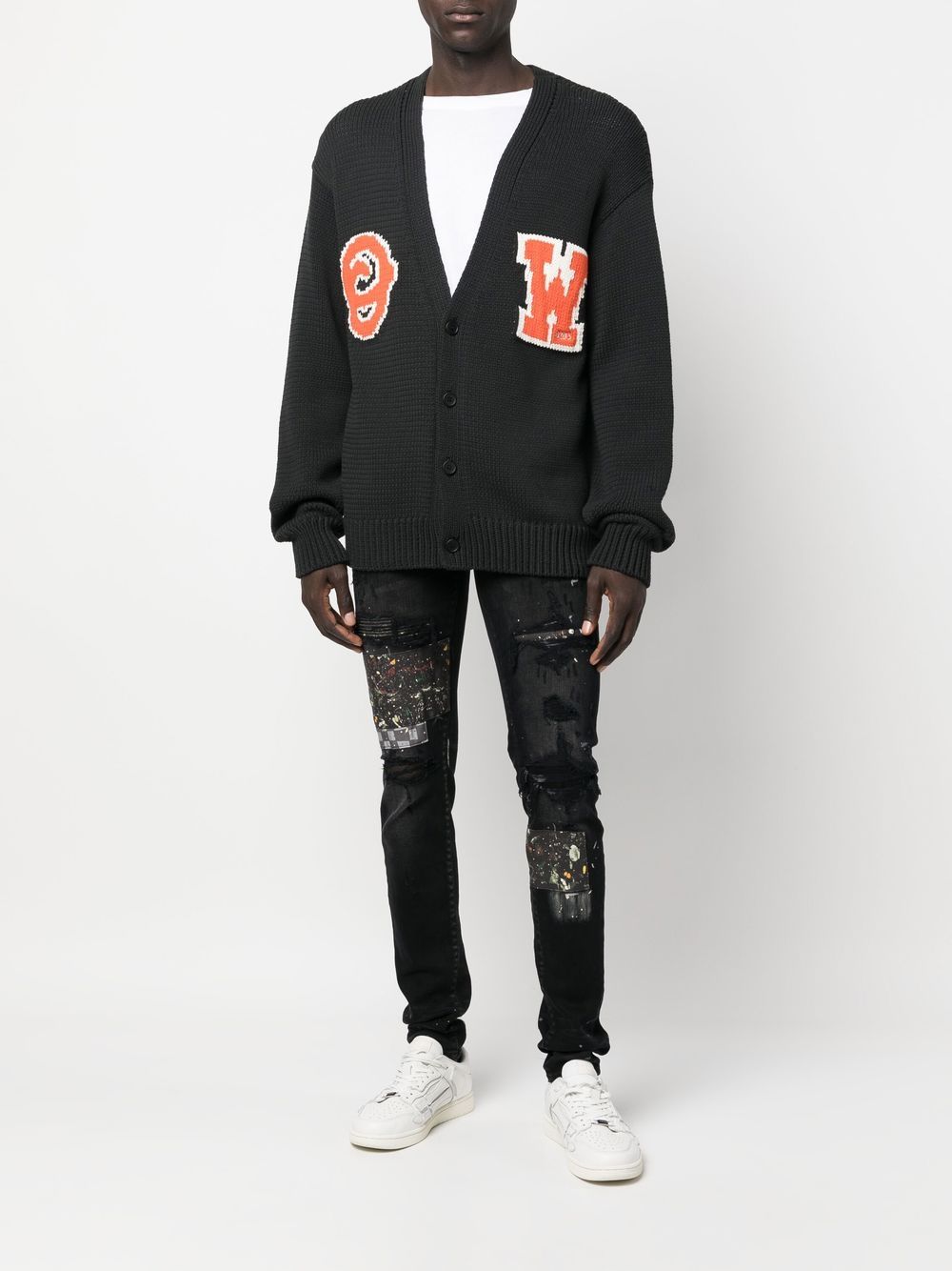 AMIRI AMIRI Paint-Splatter Paneled Distressed Jeans
