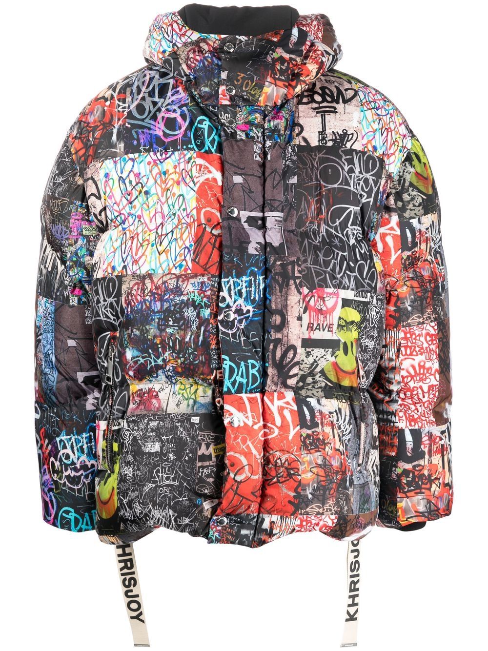KHRISJOY Khrisjoy Graffiti-Print Down Puffer Jacket