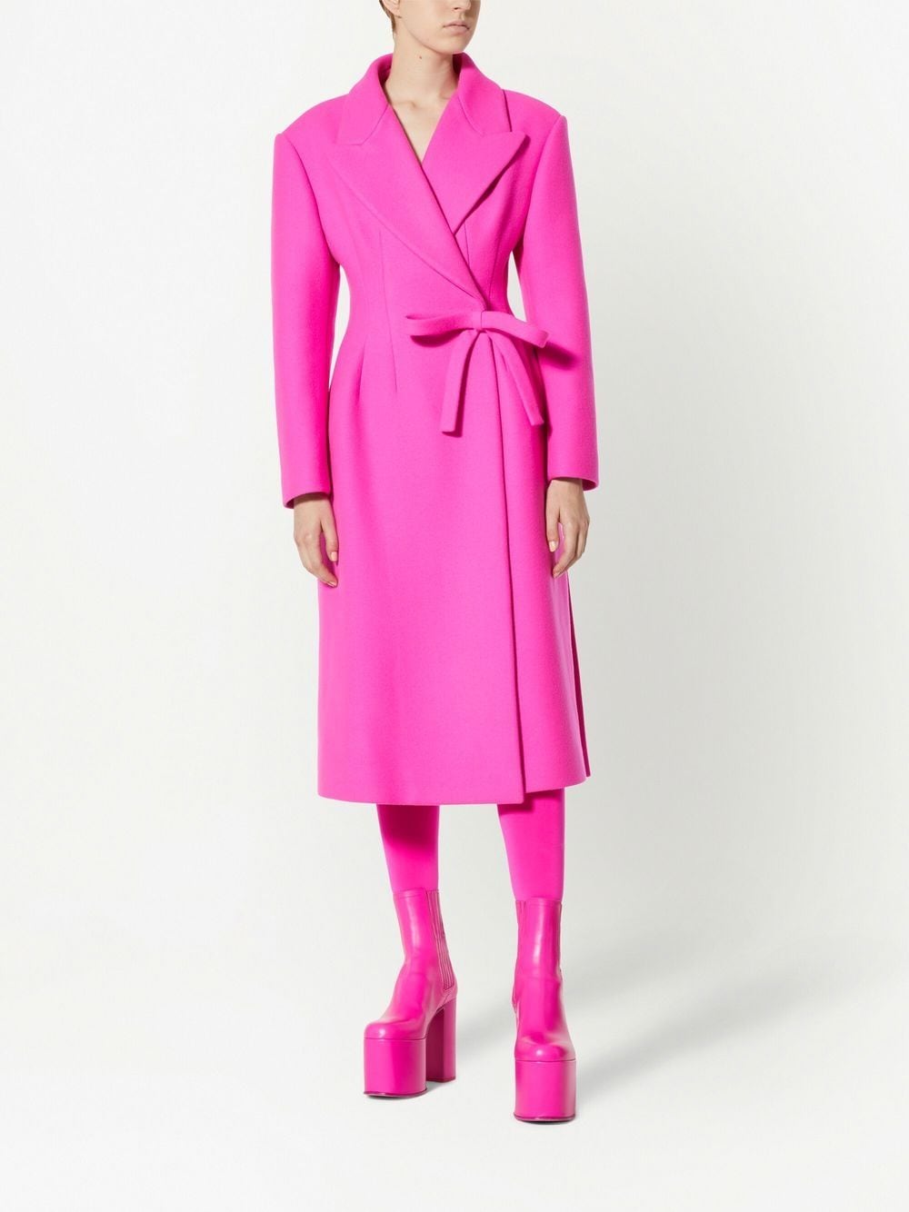 VALENTINO Diagonal Bow-Detail Long Coat