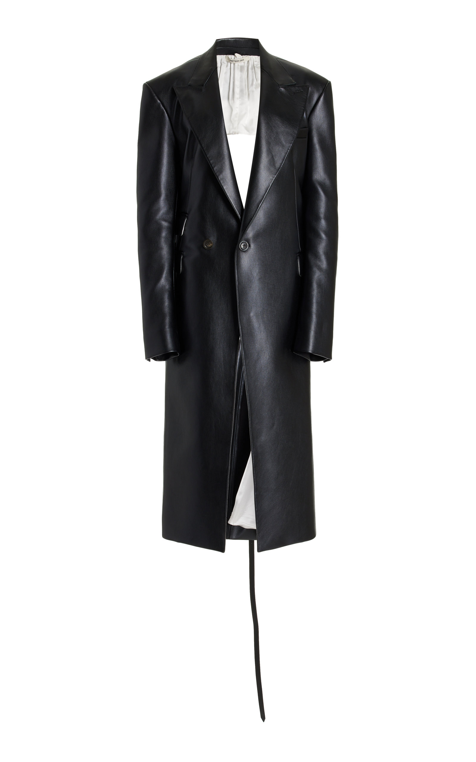 Peter do ロングコート Peter Do Backless Faux Leather Trench Coat Only - Black | Editorialist