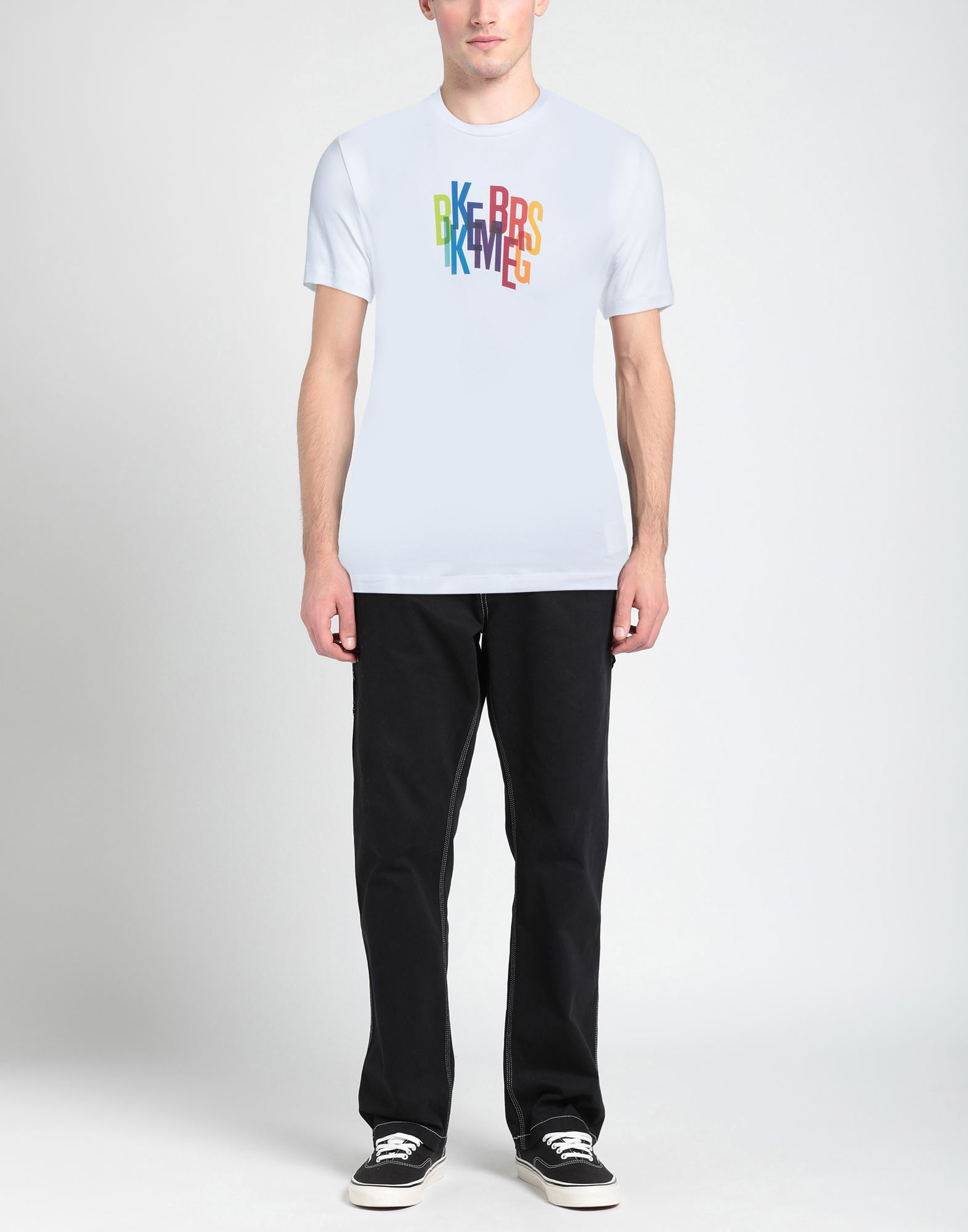 BIKKEMBERGS man t-shirt white size s cotton, elastane