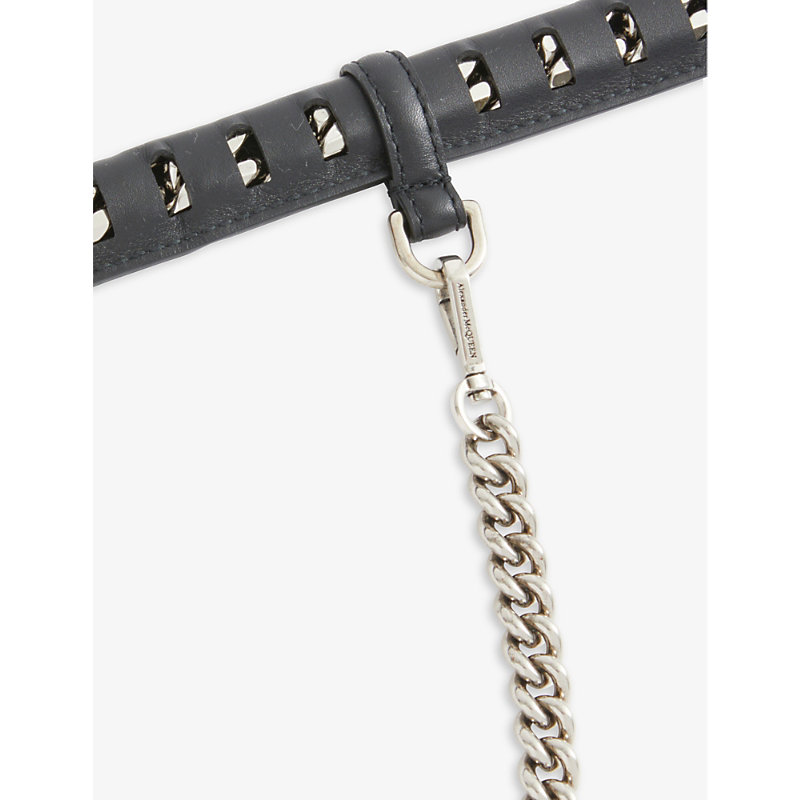 Alexander Mcqueen Chain-Embellished Leather Belt - Black  display picture 1
