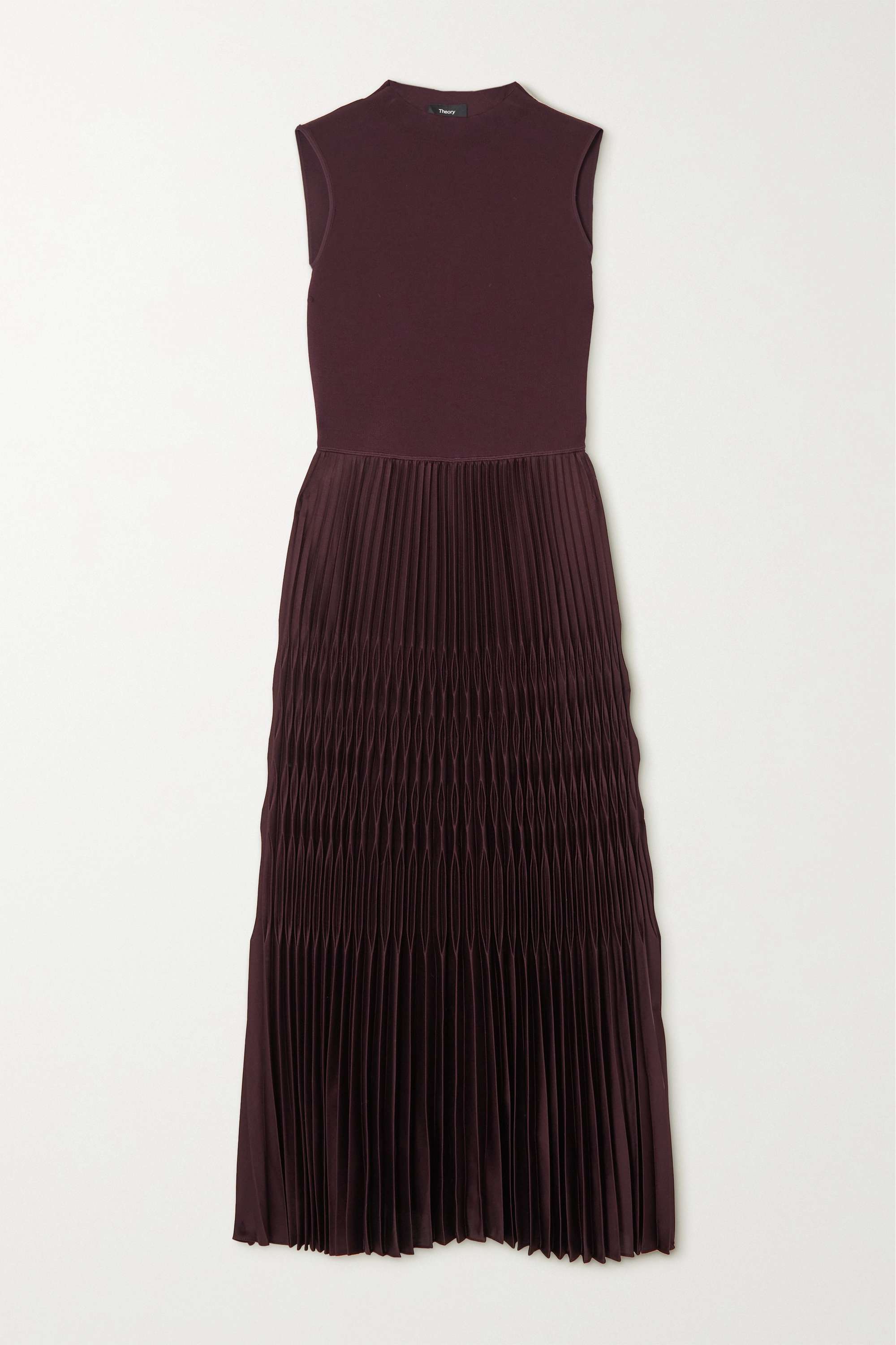 Theory Pleated Ribbed-Knit And Satin Dress In Red - 30% Off | Editorialist Theory Pleated Ribbed-Knit And Satin Dress In Red - 30% Off | Editorialist