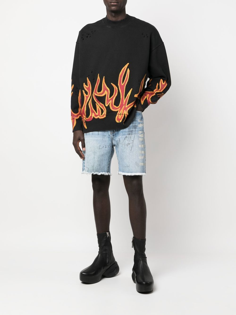 AMIRI AMIRI Logo-Print Denim Shorts