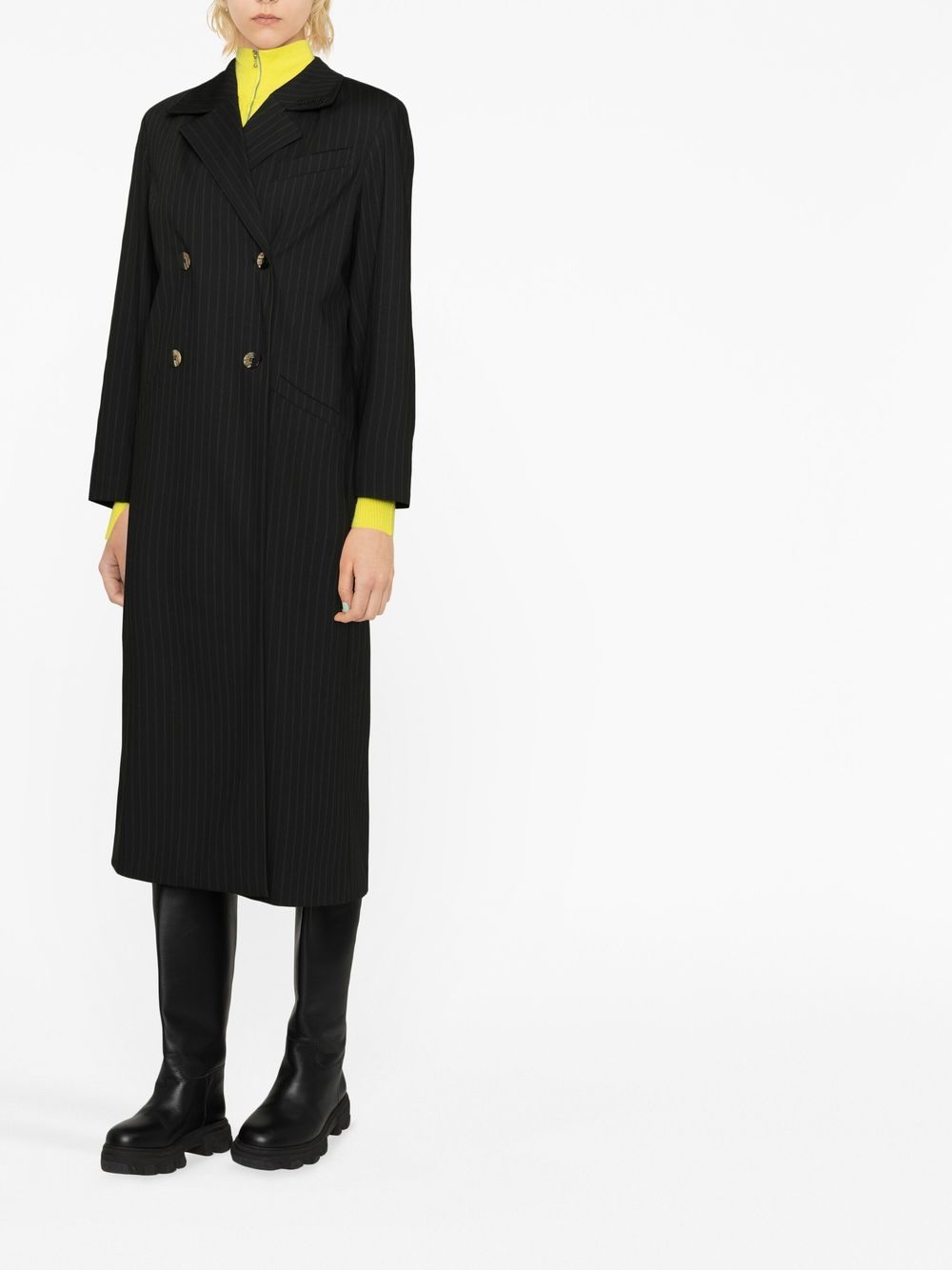 GANNI Double-Breasted Striped Coat