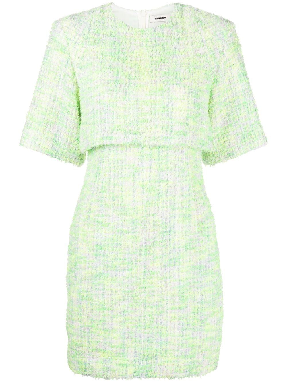 Buy Sandro Layered Tweed Minidress - Green At 63% Off