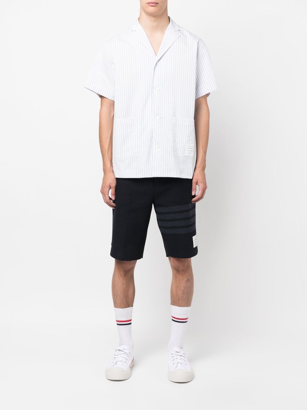 THOM BROWNE striped short-sleeved shirt