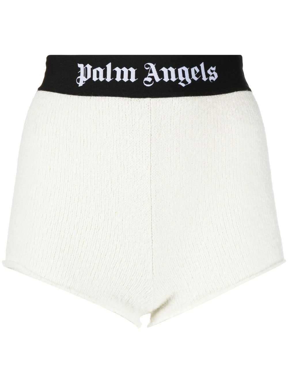 PALM ANGELS Logo Waistband Bouclé Knitted Shorts