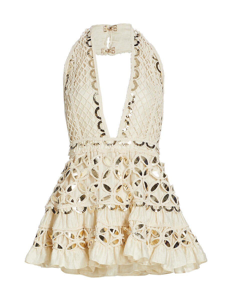 raisa vanessa tiered halterneck mini dress Raisavanessa Women's Tiered Halterneck Minidress In White