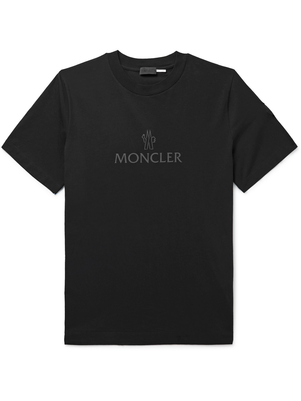 Moncler Mesh-Trimmed Logo-Print Cotton-Jersey T-Shirt - Black