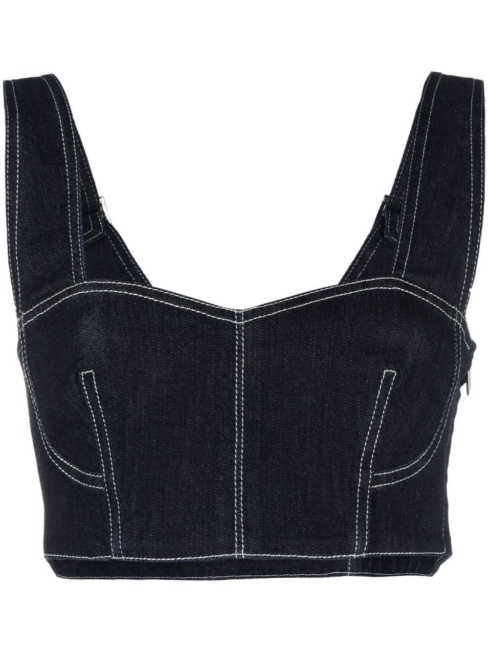 ALBERTA FERRETTI Alberta Ferretti Cropped Bustier Top with Contrast Stitching