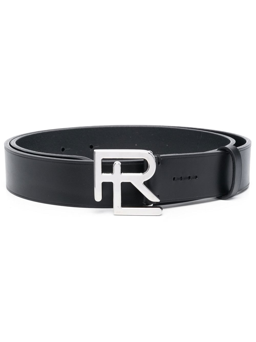 Ralph Lauren Art Deco Monogram Logo Buckle Black Leather Belt Polo Ralph Lauren Men main image 2