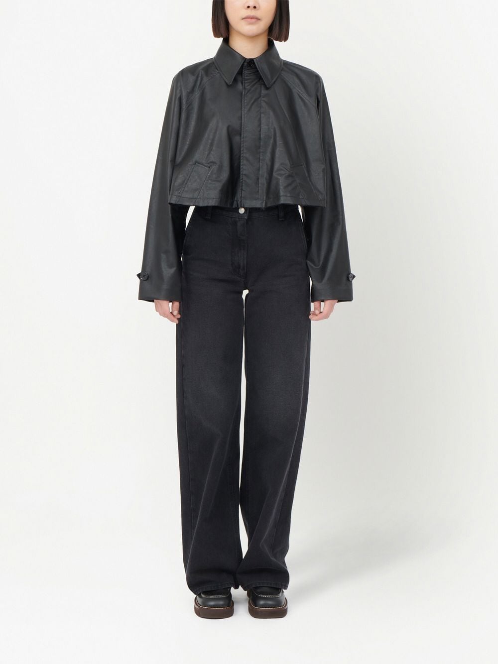 MAISON MARGIELA MM6 Maison Margiela Cropped Faux Leather Trench Coat