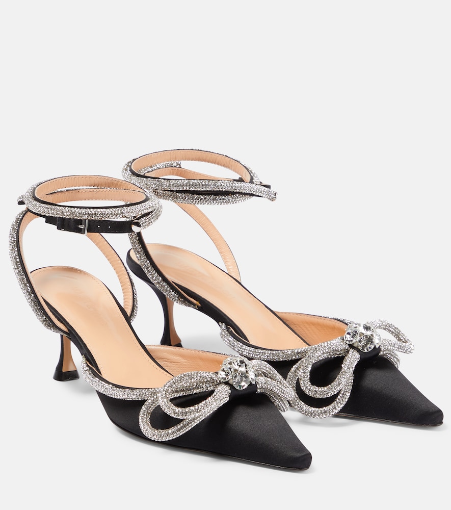 MACH & MACH Mach & Mach Double Bow Embellished Satin Pumps