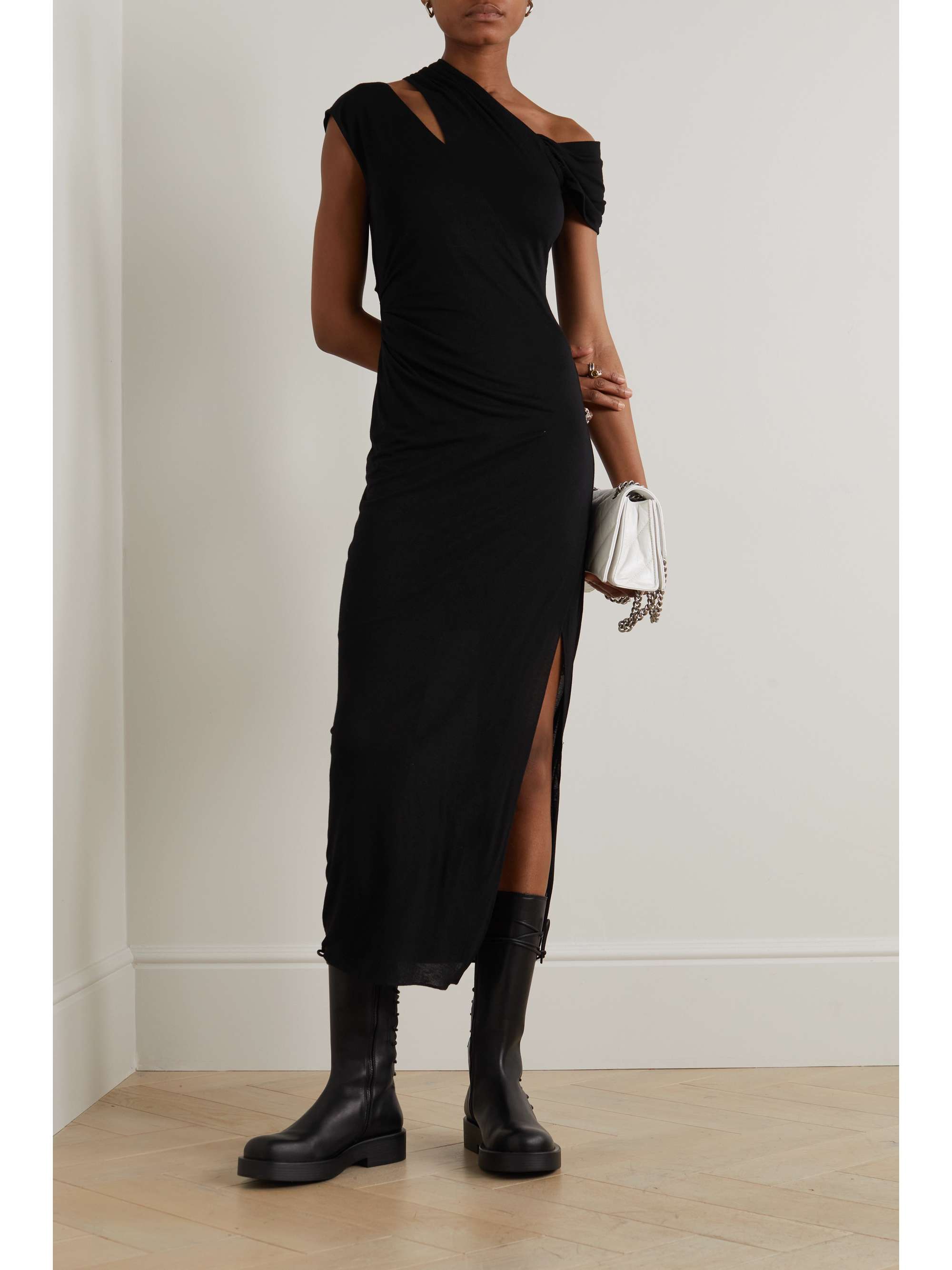 Helmut Lang Scala Cutout Jersey Maxi Dress In Black - 50% Off | Editorialist