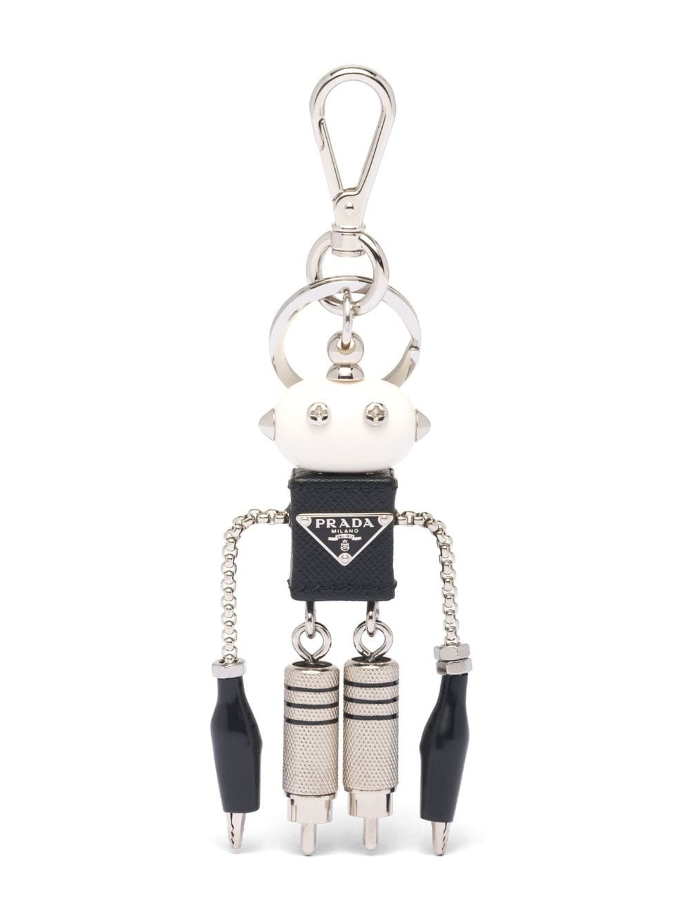 Prada Saffiano Leather Robot Trick Keychain Black Editorialist