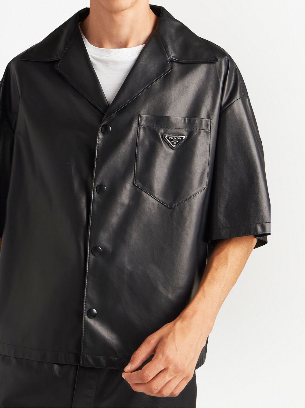 Prada Nappa Leather Shirt - Black | Editorialist