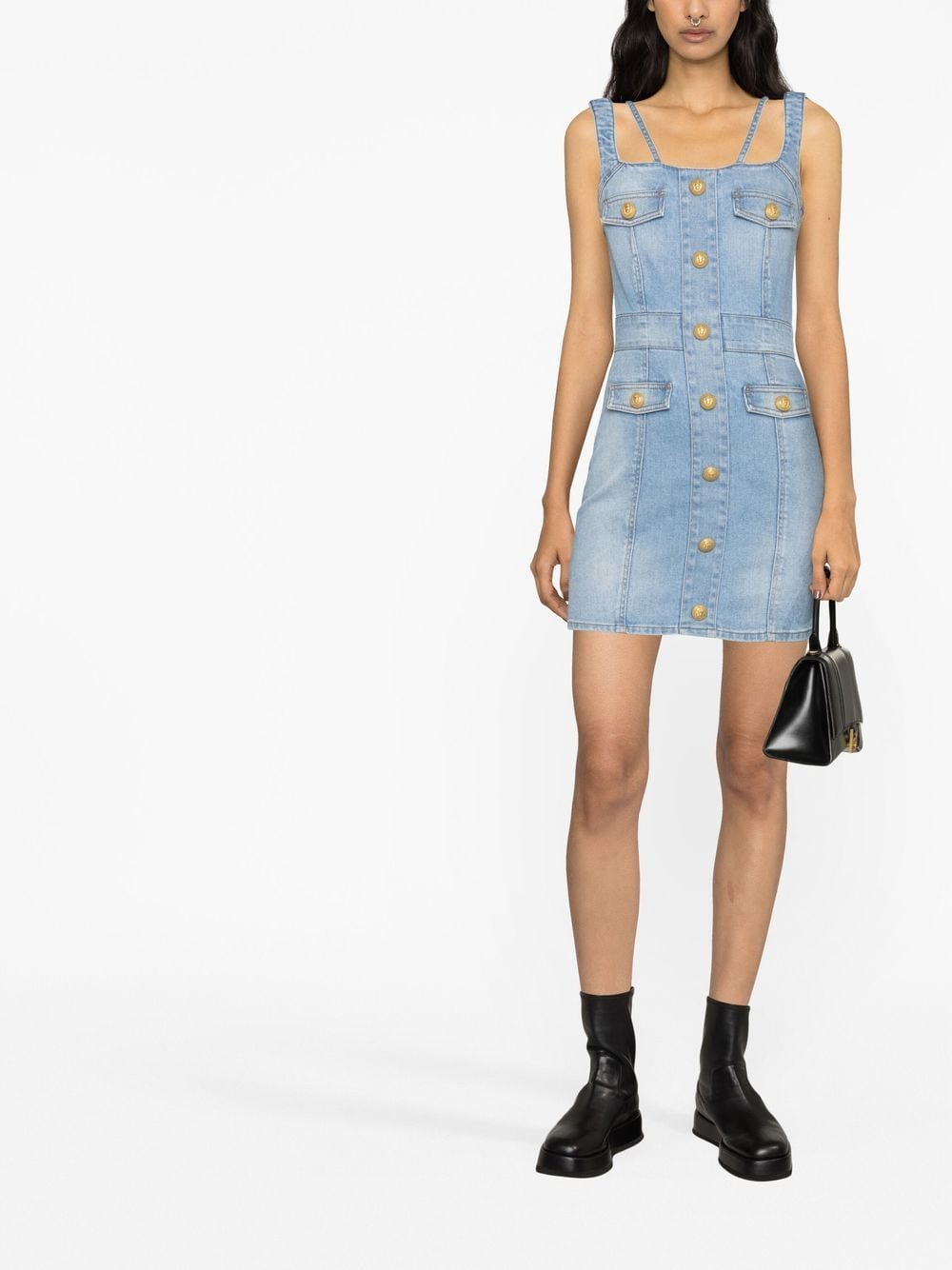 balmain denim and pink dress Balmain Pink Denim Acid Wash Short Dress Balmain