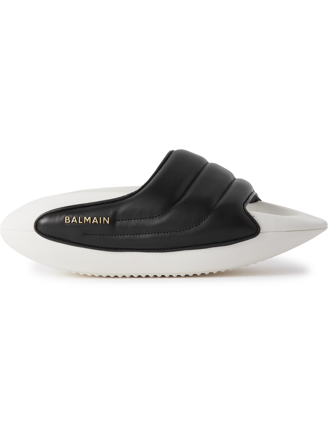 Balmain B-It-Puffy Quilted Leather Slides Eu 41 In Black  display picture 3