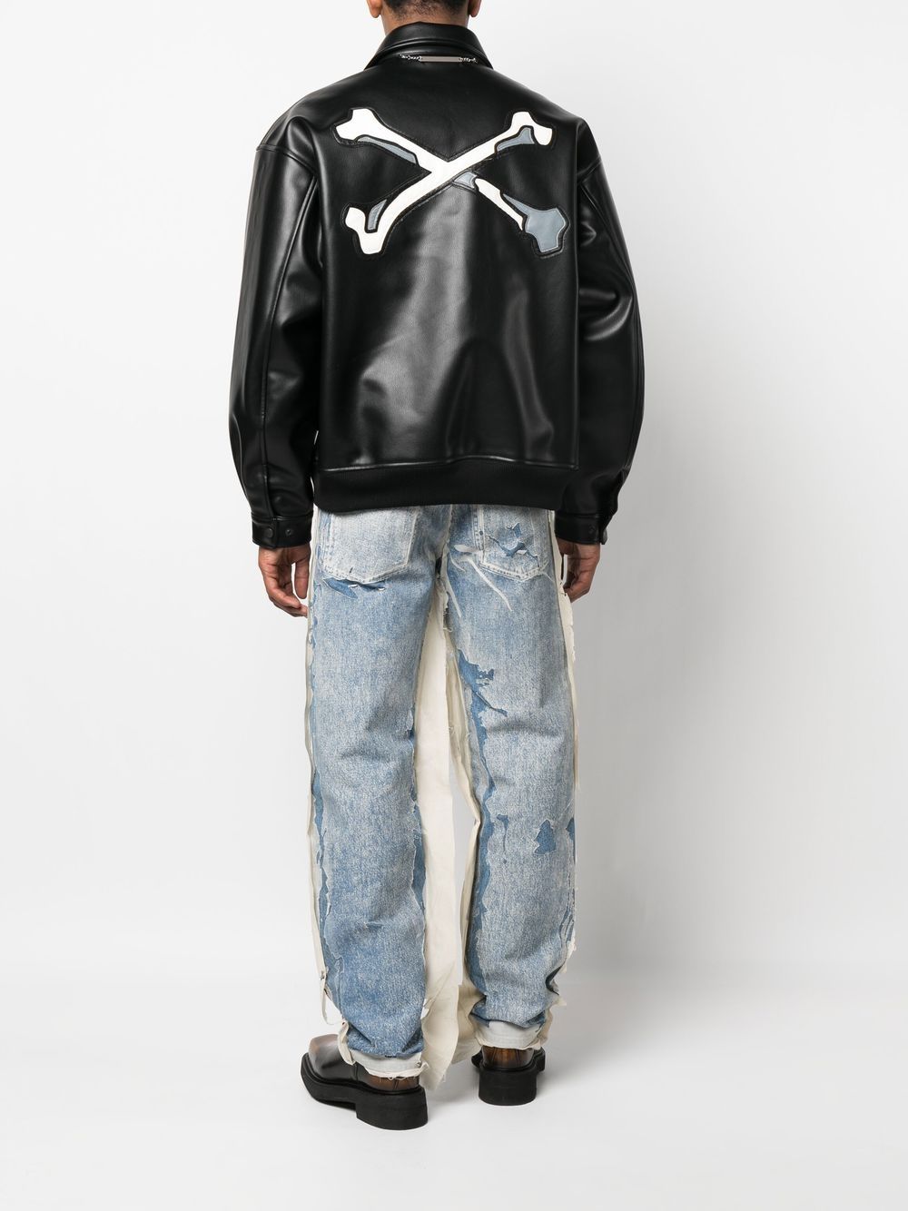 Wtaps Bone Appliqué Faux-Leather Bomber Jacket - Black Wtaps Bone Appliqué Faux-Leather Bomber Jacket - Black
