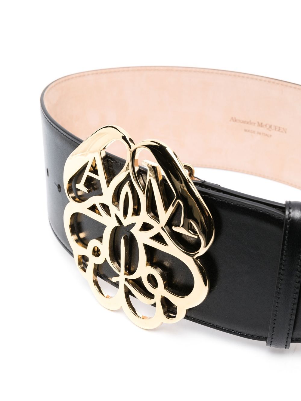 Buy Alexander McQueen Logo-plaque Leather Belt - Black At 45  display picture 2